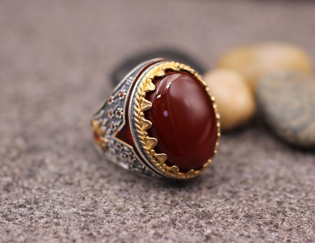 Agate Mens Ring, Ottoman Style Ring, Silver 925 Men's Ring, Gift for ...