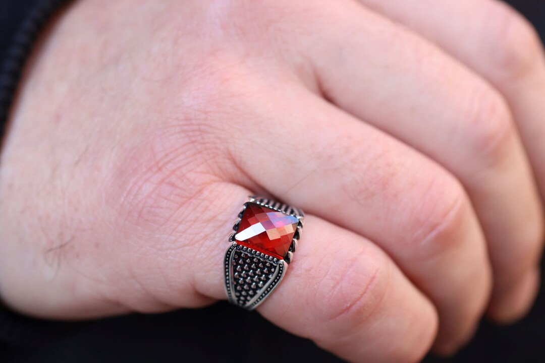 Ruby Men's Ring, Signet Mens Ring, Mens Handmade Ruby Ring, Gift for ...