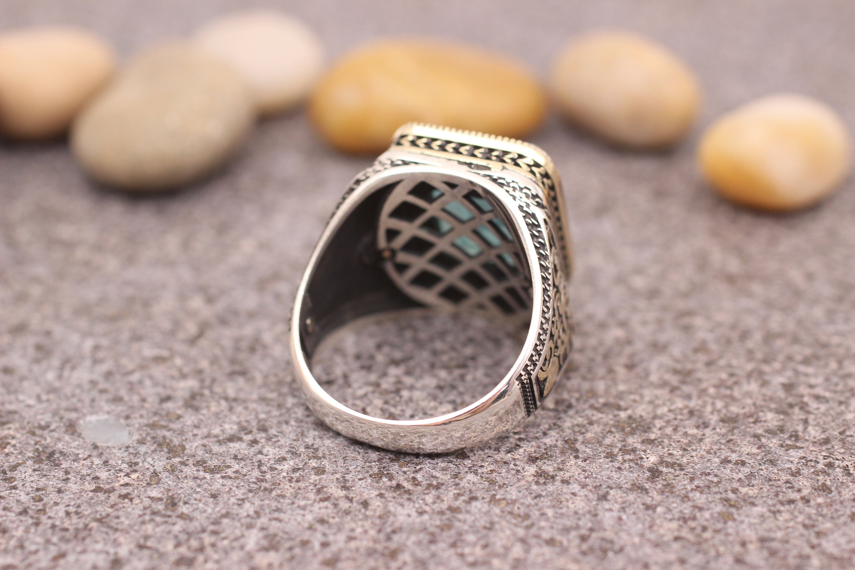 Aquamarine Mens Ring Silver Mens Ring Sterling Silver 925 - Etsy