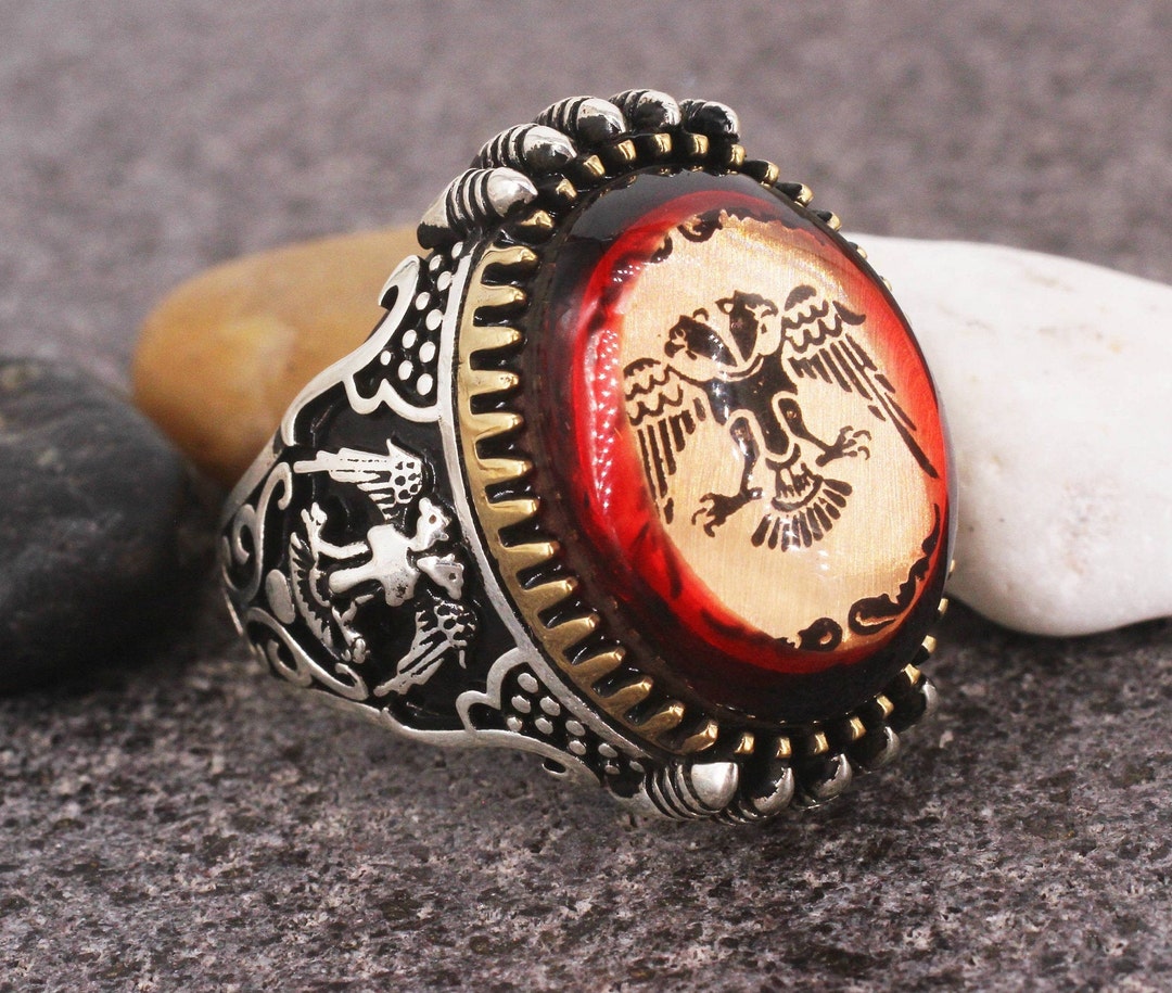 Sterling Silver 925 Agate Eagle Handmade Ring Ottoman Style - Etsy