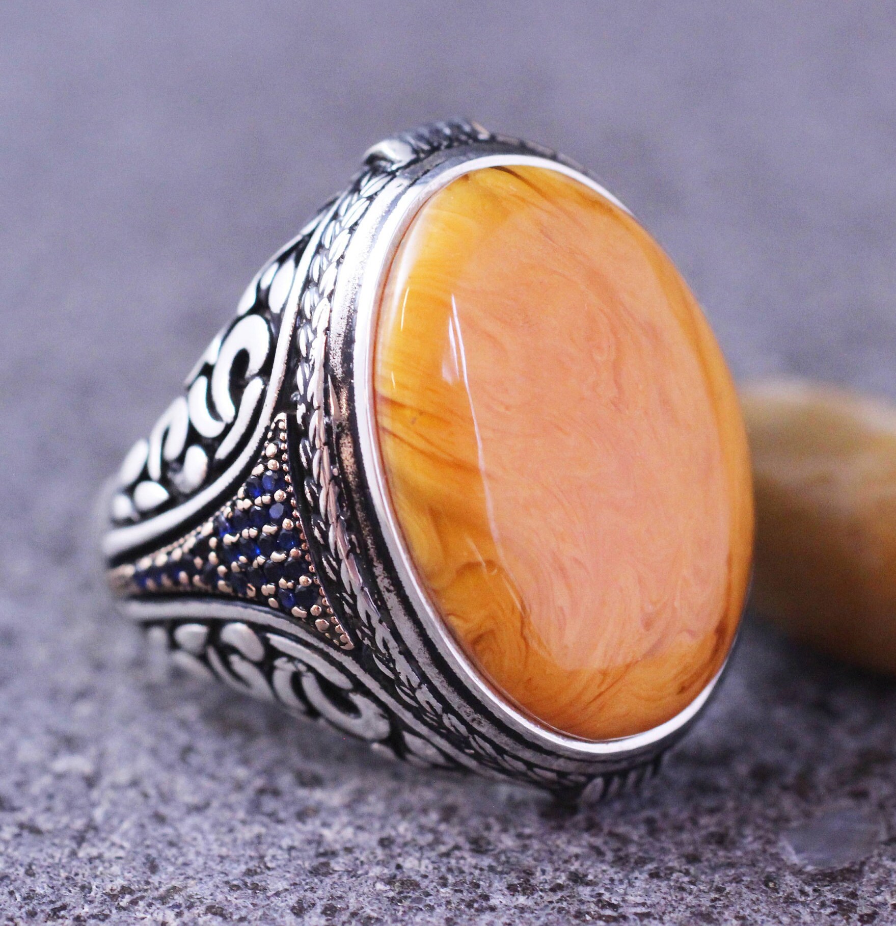 Sterling Silver 925 Agate Handmade Ring Ottoman Style Ring - Etsy