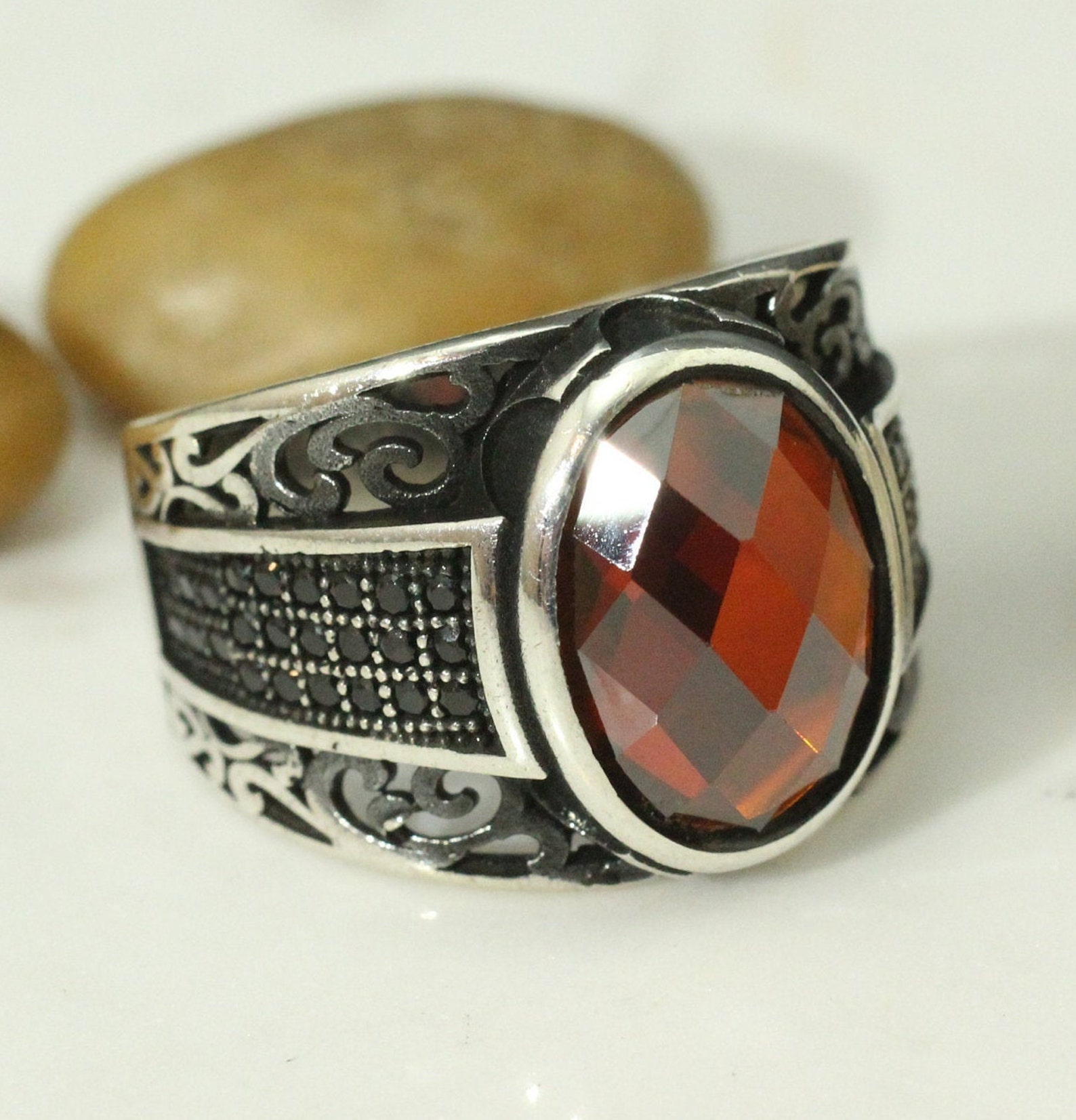 Sterling Silver 925 Mens Ring, Ruby Men Ring , Silver Men's Ring, Gift ...