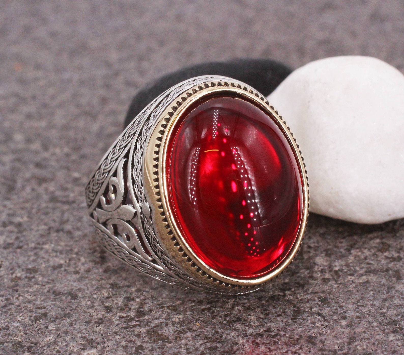 Ruby Men's Ring, Gift for Him, Men's Handmade Ring, Men's Jewelry ...