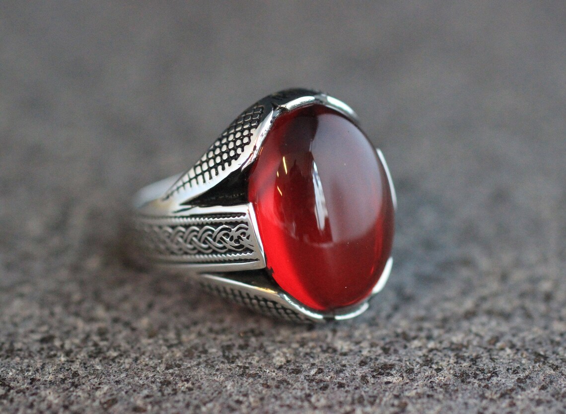 Mens Handmade Ruby Ring Ruby Mens Ring Silver Mens Ottoman | Etsy