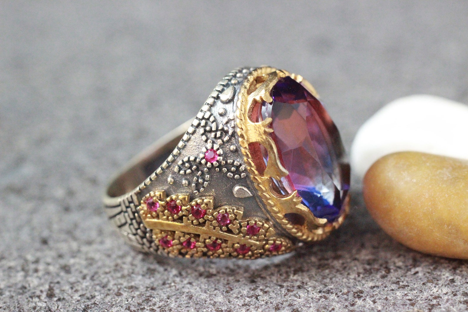 Mens Sterling Silver 925 Tourmaline Ring Silver 925 Mens | Etsy