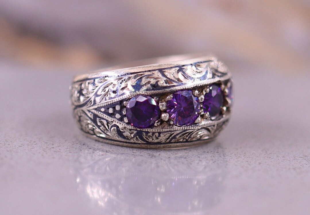 Amethyst Mens Ring, Exclusive Silver Amethyst Mens Ring , Ottoman Style ...