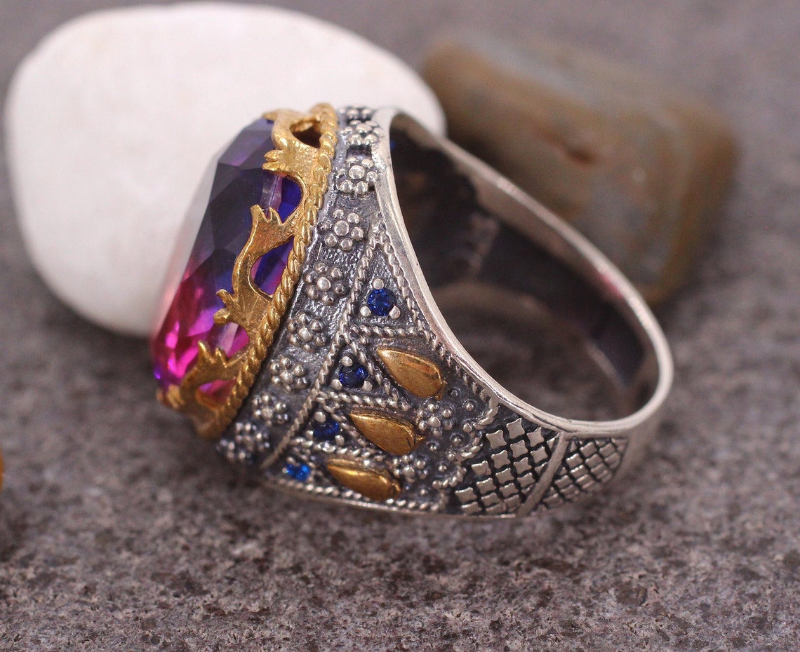 Mens Sterling Silver 925 Tourmaline Ring Silver 925 Mens - Etsy