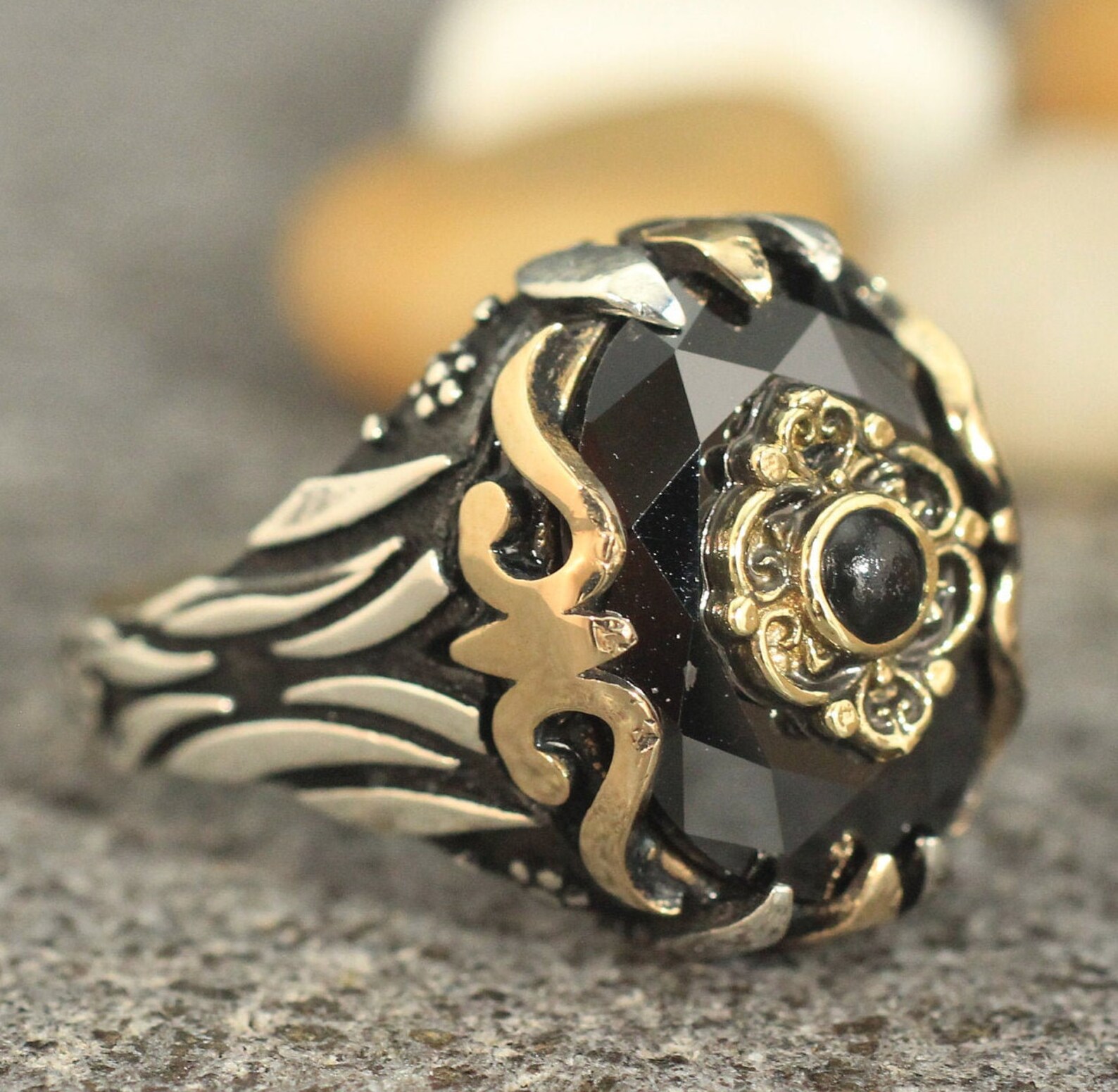 Sterling Silver 925 Men's Ring Onyx Men's Ring | Etsy