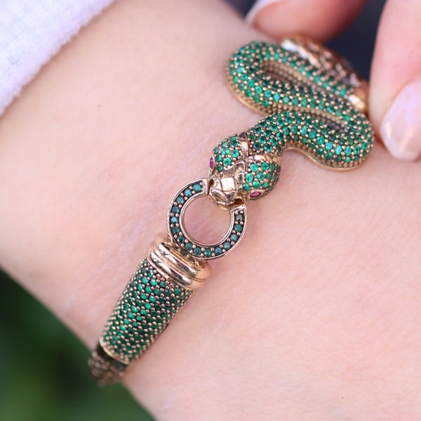 Silver Snake Bangle - Etsy