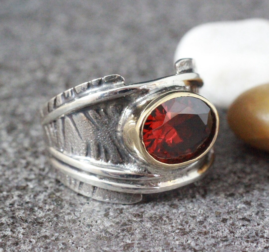 Ruby Ring, July Birthstone Ring, Sterling Silver 925 Ruby Adjustable ...