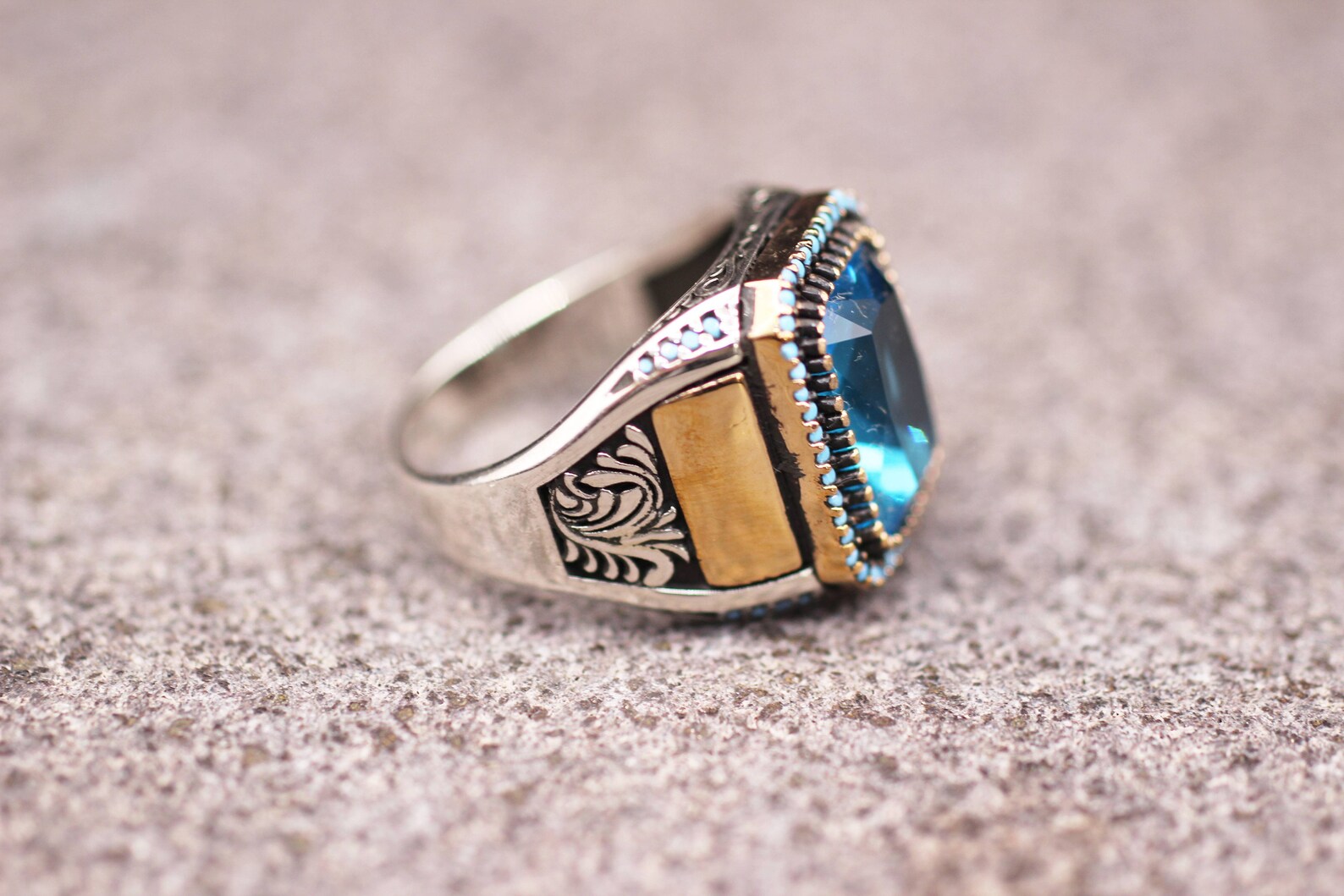 Aquamarine Handmade Mens Ring Silver Aquamarine Mens Ring - Etsy