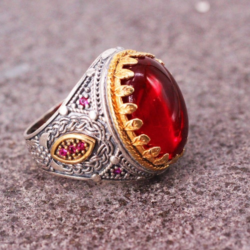 Sterling Silver 925 Mens Ring Ruby Mens Ring Silver - Etsy
