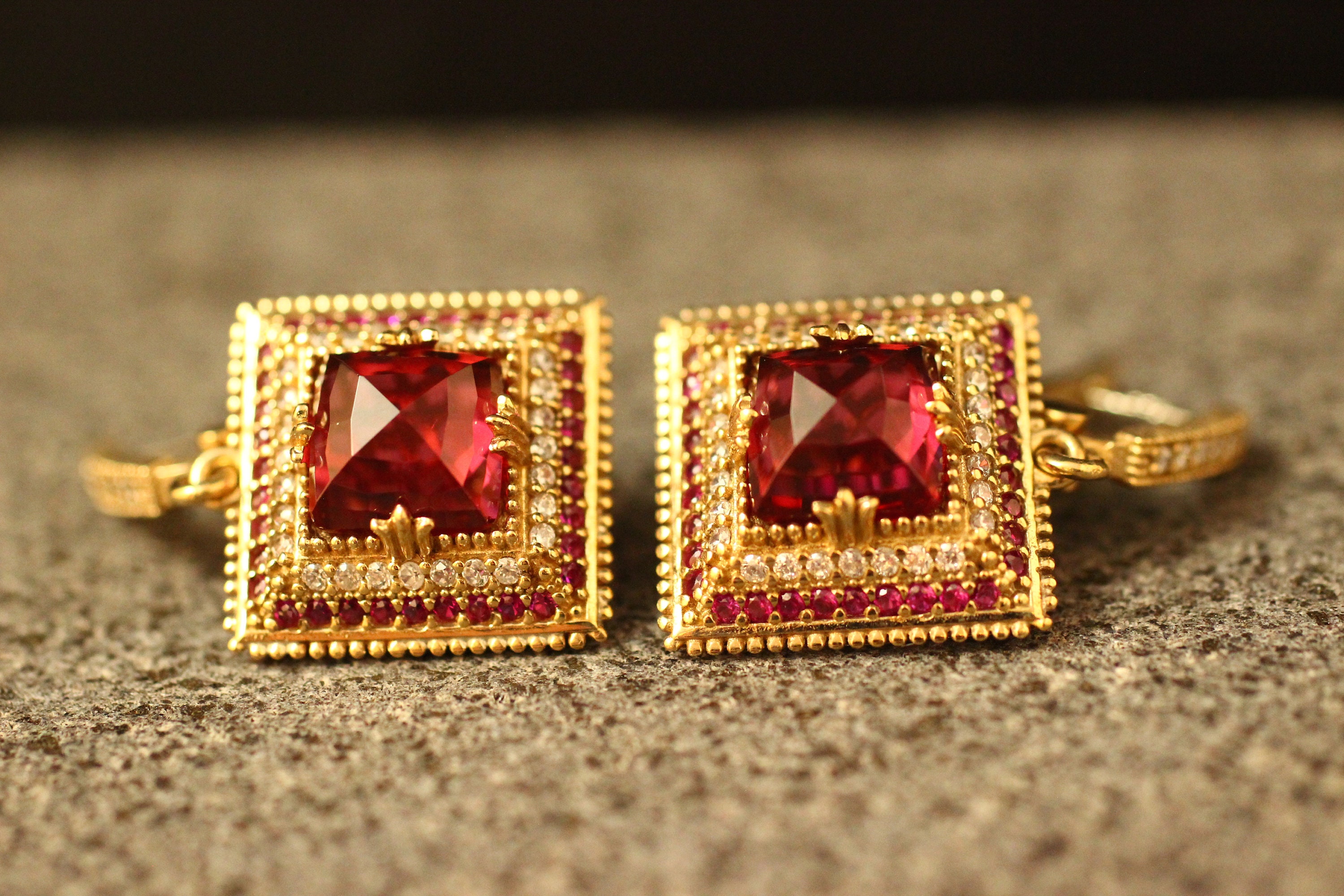 Sterling Silver 925 Ruby Handmade Set Ottoman Style Set | Etsy