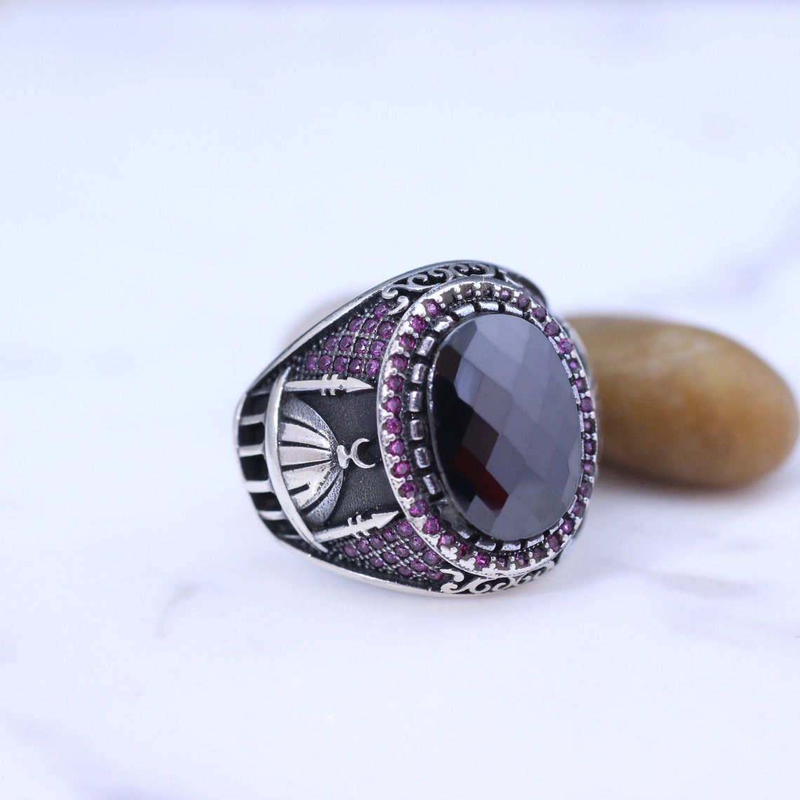 Sterling Silver 925 Men's Ring Ruby Men Ring Silver | Etsy