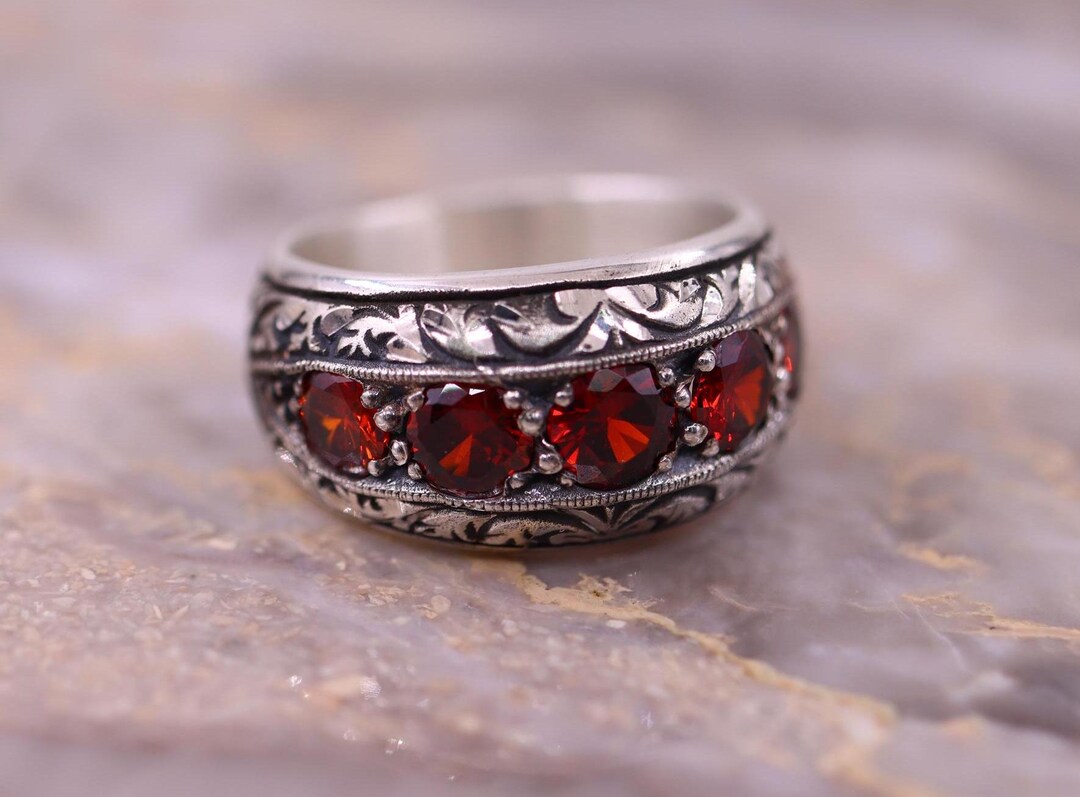 Sterling Silver 925 Men's Ring, Ruby Men Ring , Silver Men's Ring, Gift ...