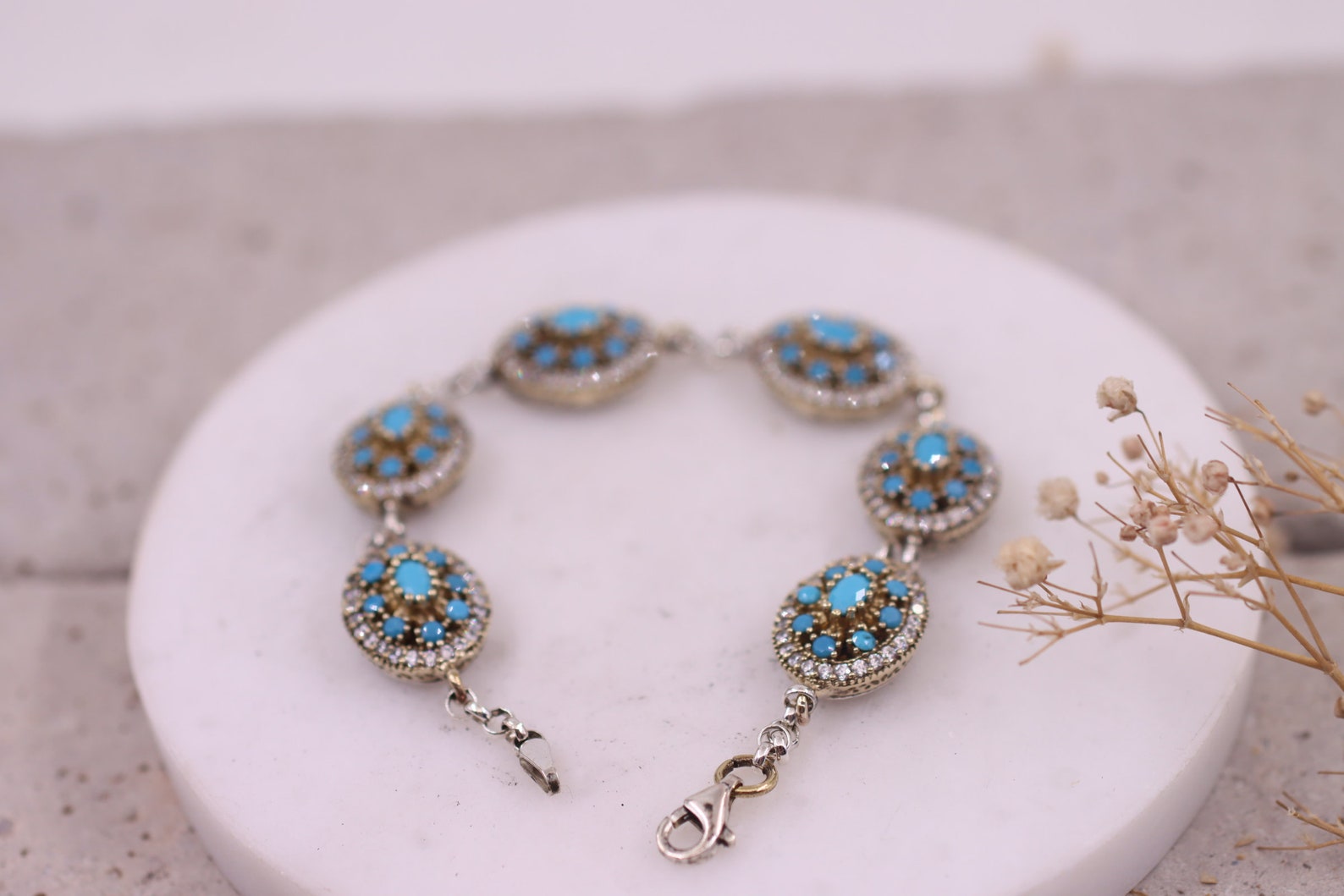 925 Sterling Silver Turquoise Bracelet, Turkish Handmade Bracelet ...
