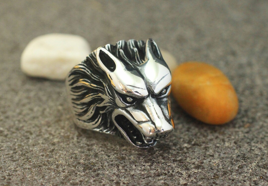 Mens Silver Wolf Ring, Sterling Silver 925 Mens Handmade Ring, Gift for ...