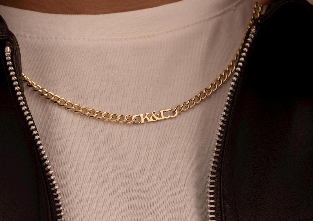 Mens Chain Necklace , Personalized Mens Name Necklace , Curb Chain Name ...