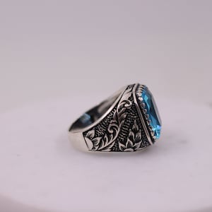 Silver Mens Ring, Aquamarine Handmade Mens Ring, Mens Jewelry, Gift for ...