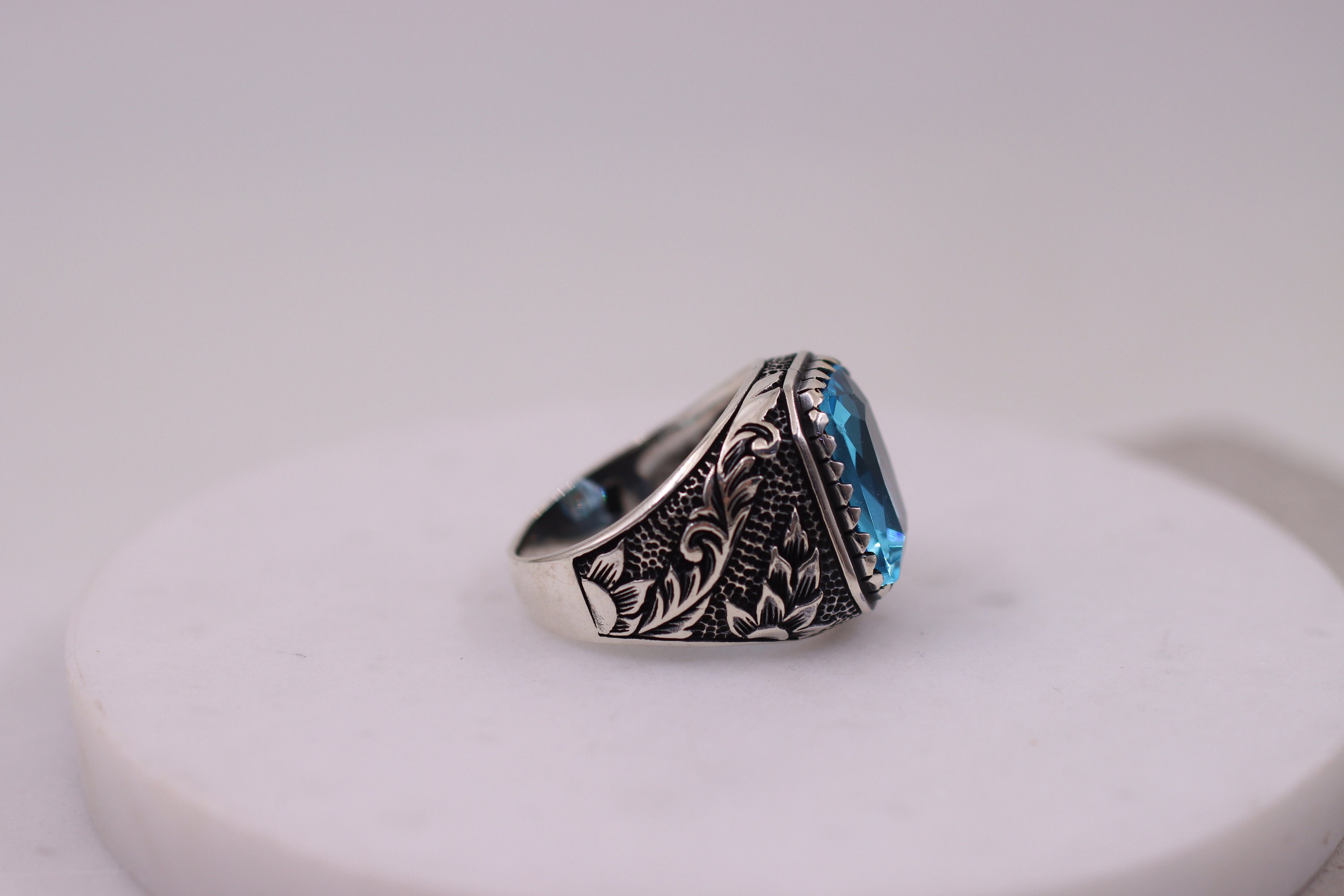 Silver Mens Ring, Aquamarine Handmade Mens Ring, Mens Jewelry, Gift for ...