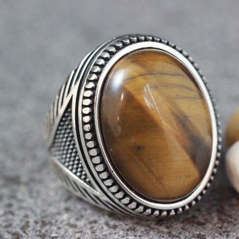 Tiger Eye Ring Men - Etsy