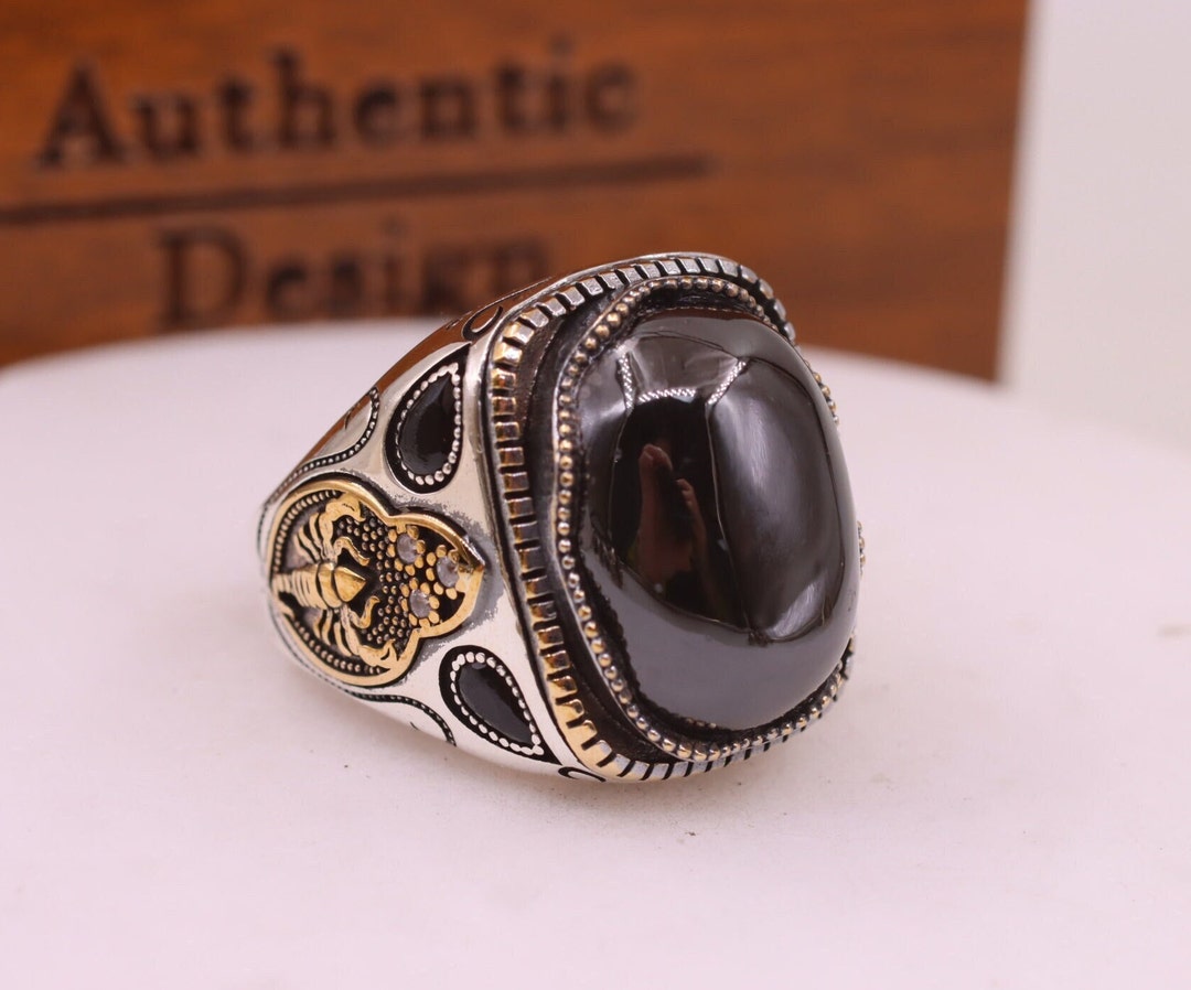 Onyx Ring, Onyx Mens Silver Ring, Statement Onyx Silver Mens Ring ...