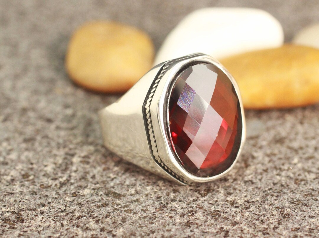 Handmade Men's Ring, Ruby Men's Sterling Silver Ring, Ottoman Men's ...