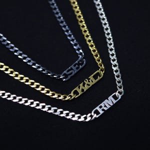 Mens Chain Necklace , Personalized Mens Name Necklace , Curb Chain Name ...