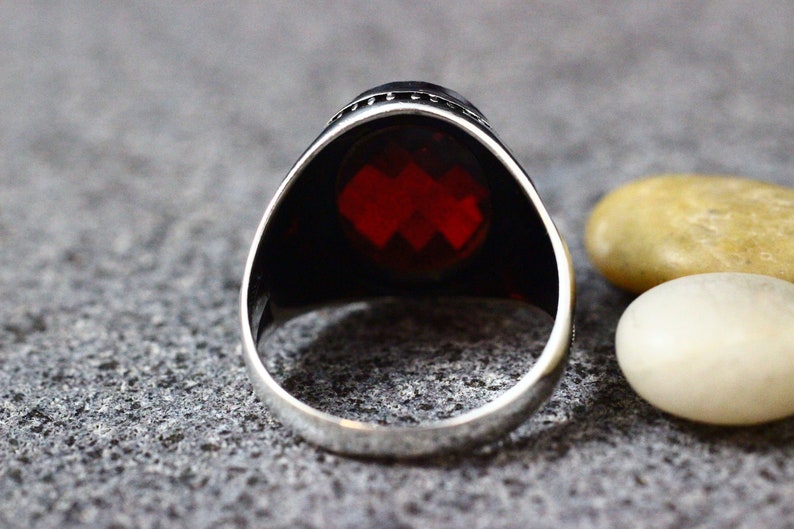 Sterling Silver 925 Mens Ring Ruby Men Ring Silver | Etsy