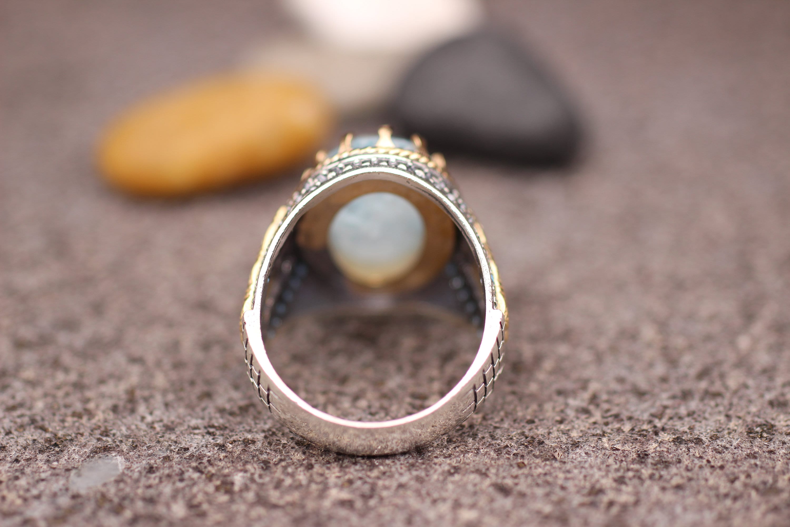 Aquamarine Mens Ring, Oval Aquamarine Mens Ring, Silver Mens Ring, Gift ...