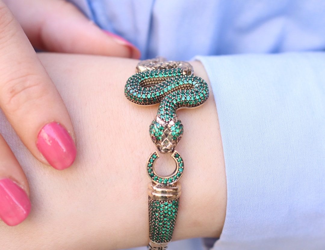 Emerald Snake Bracelet, Snake Handmade Bracelet, Animal Bracelet ...