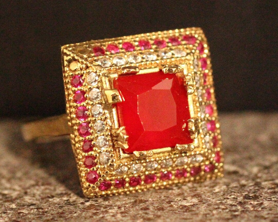 Sterling Silver 925 Ruby Handmade Ring, Ottoman Style Ring, Silver 925 ...
