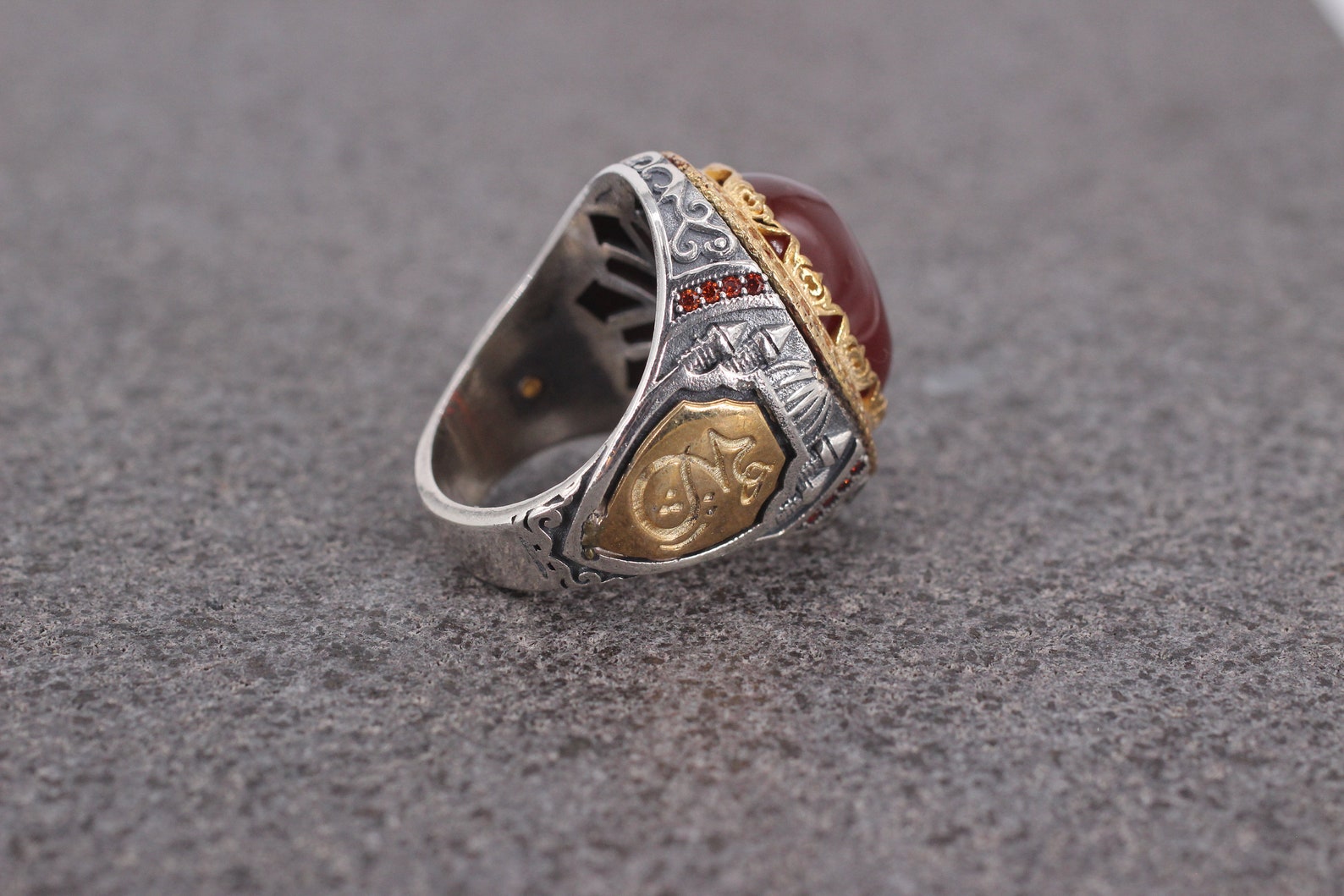 Sterling Silver 925 Agate Handmade Ring Ottoman Style Ring | Etsy