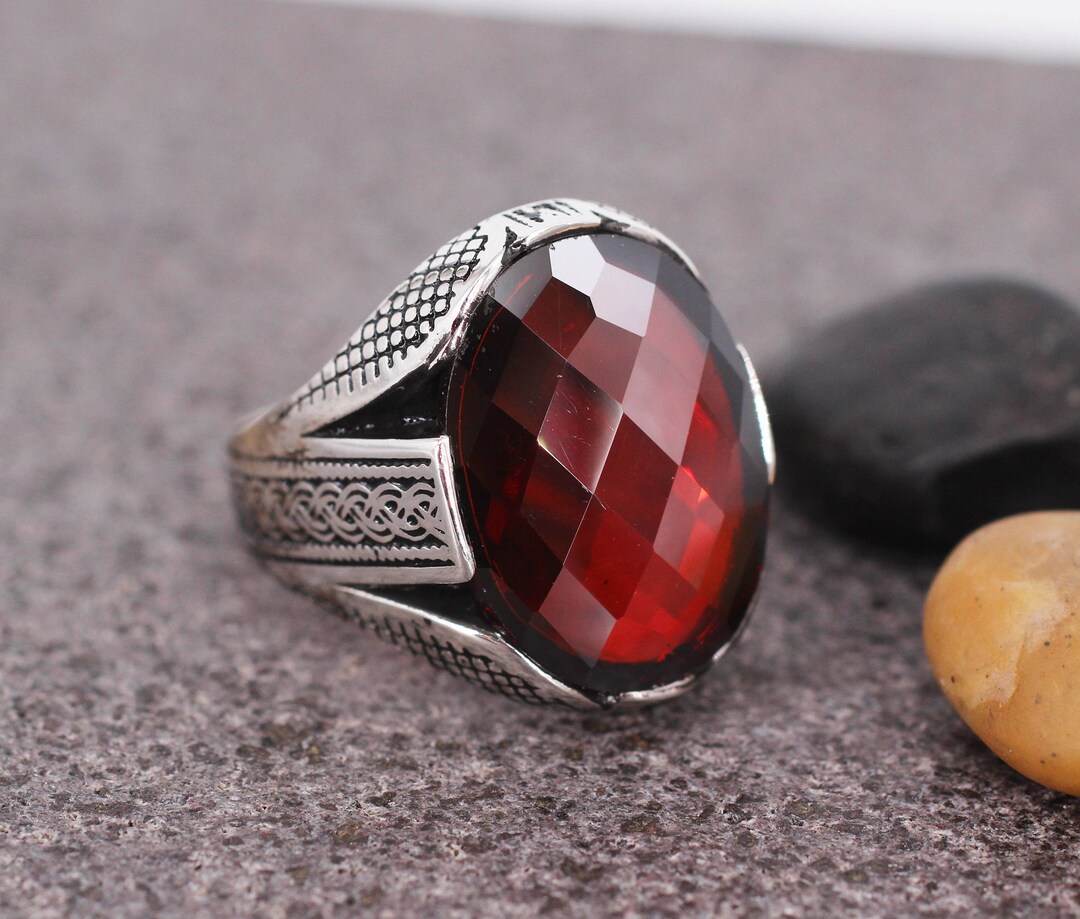 Sterling Silver 925 Men's Ring, Ruby Men Ring , Silver Men's Ring, Gift ...