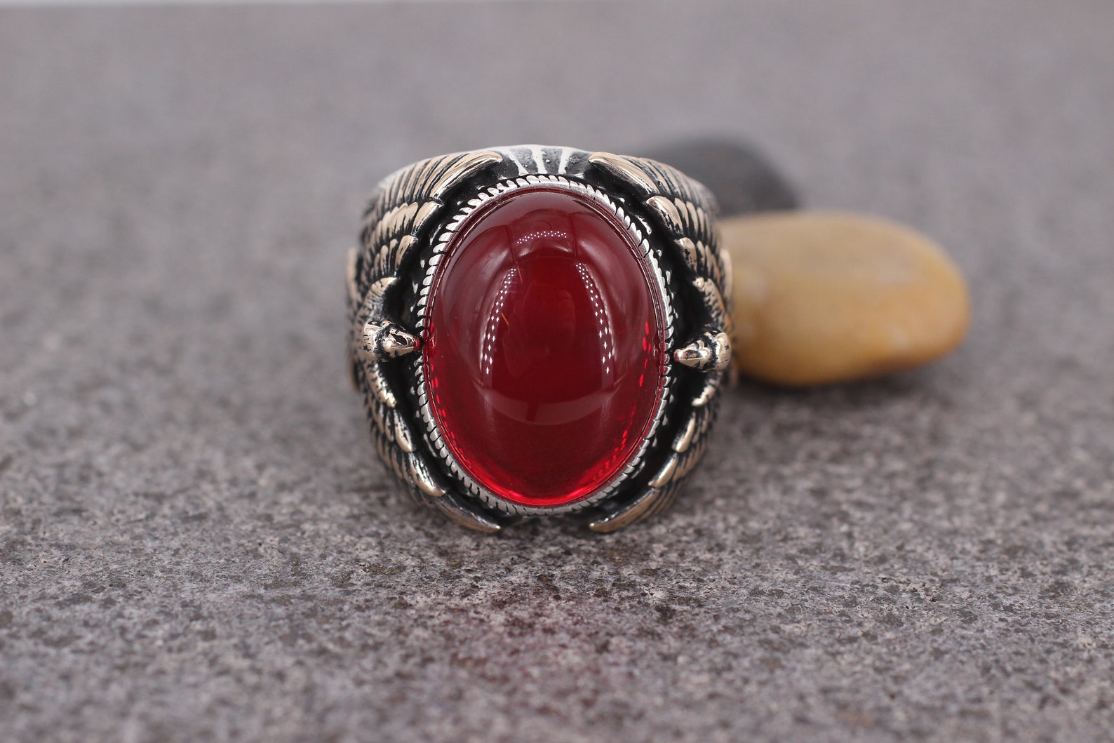 Mens Handmade Ruby Ring Ruby Mens Ring Silver Mens Eagle | Etsy