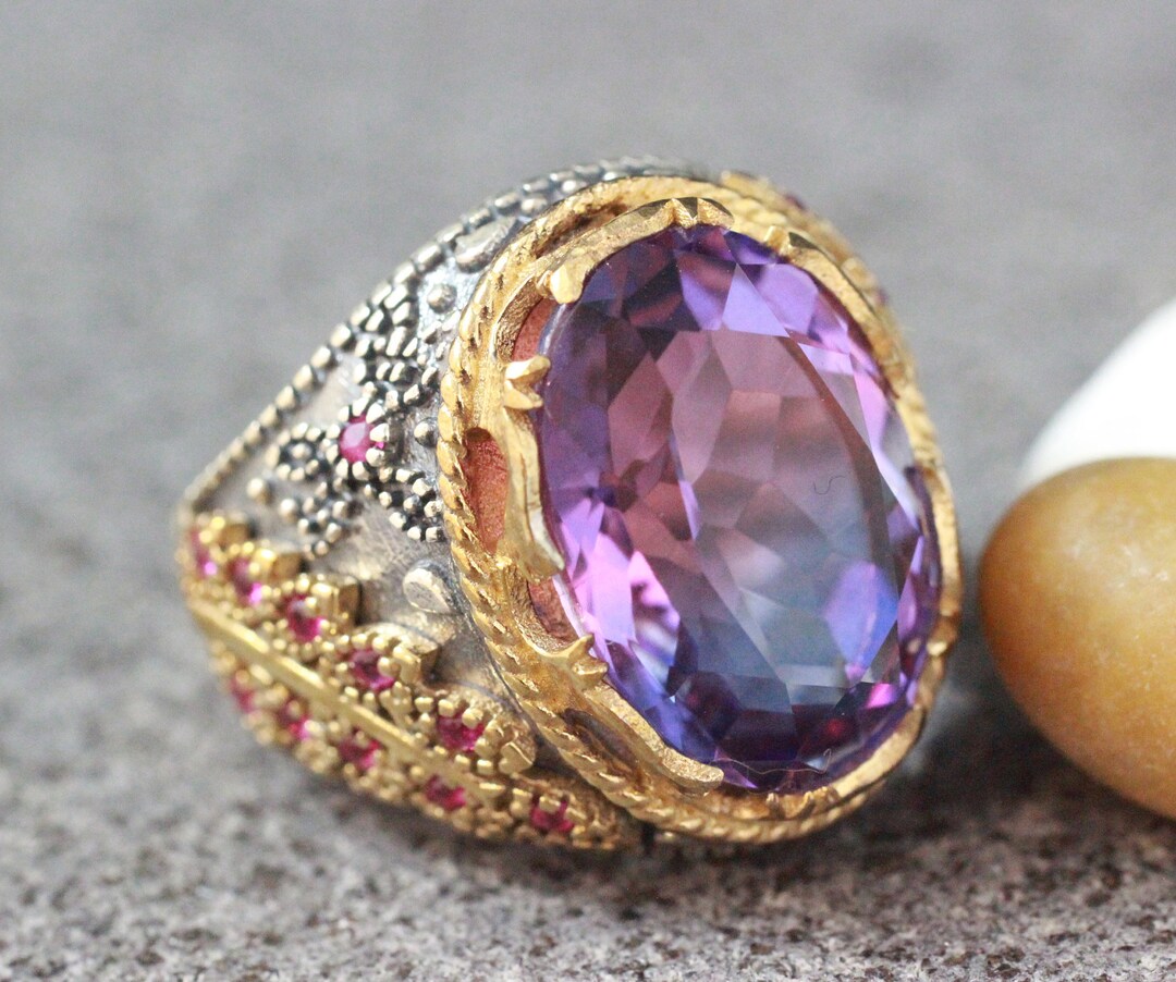 Mens Sterling Silver 925 Tourmaline Ring, Silver 925 Mens Ring, Gift ...