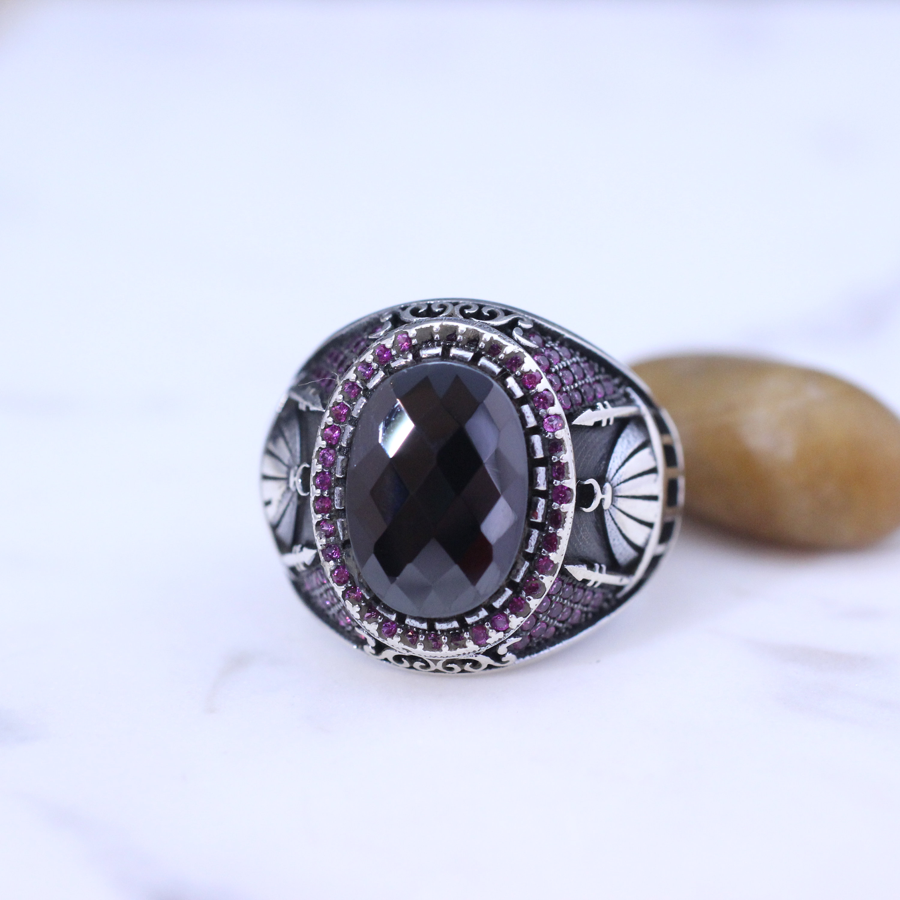 Sterling Silver 925 Men's Ring Ruby Men Ring Silver | Etsy