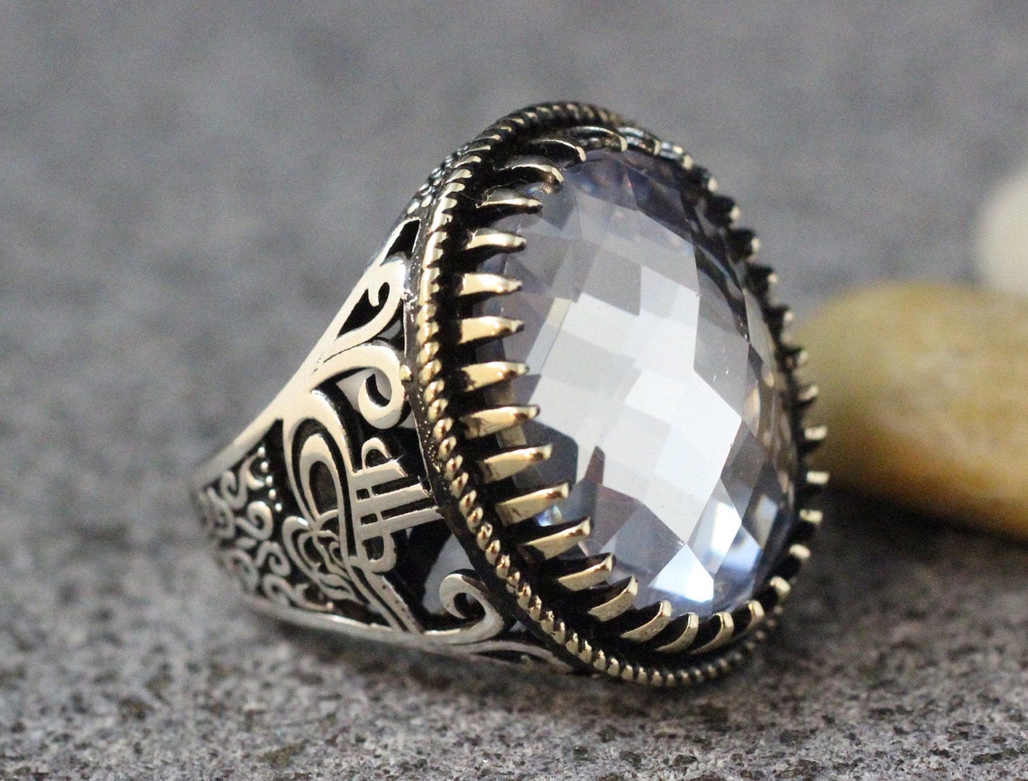 Mens Silver 925 Ring Zircon Mens Ring silver Men's Ring - Etsy