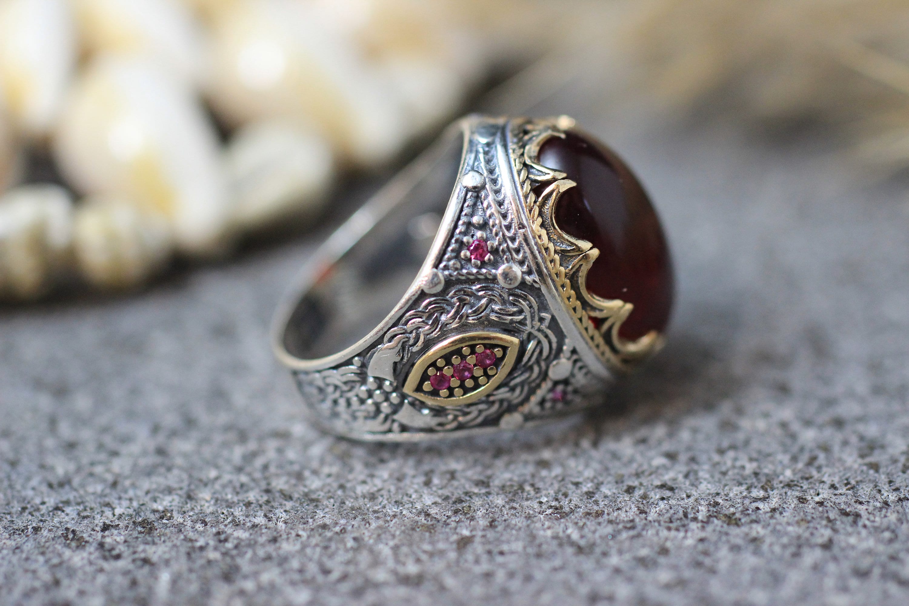 Mens Handmade Ruby Ring, Ruby Mens Ring , Silver Mens Ottoman Ring ...