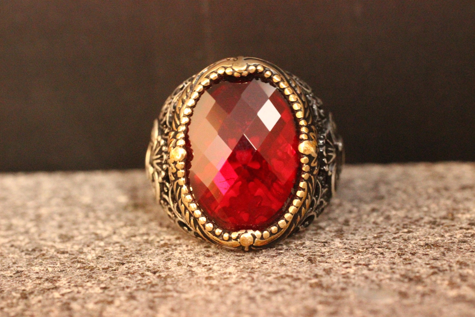 Sterling Silver 925 Men's Ring Ruby Men Ring Silver - Etsy
