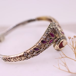 925 Sterling Silver Ruby Bracelet, Turkish Handmade Bracelet, Silver ...