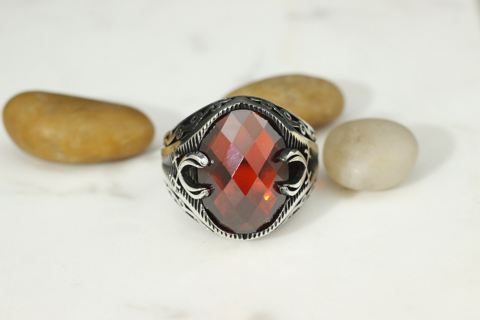 Sterling Silver 925 Mens Ring Ruby Men Ring Silver - Etsy