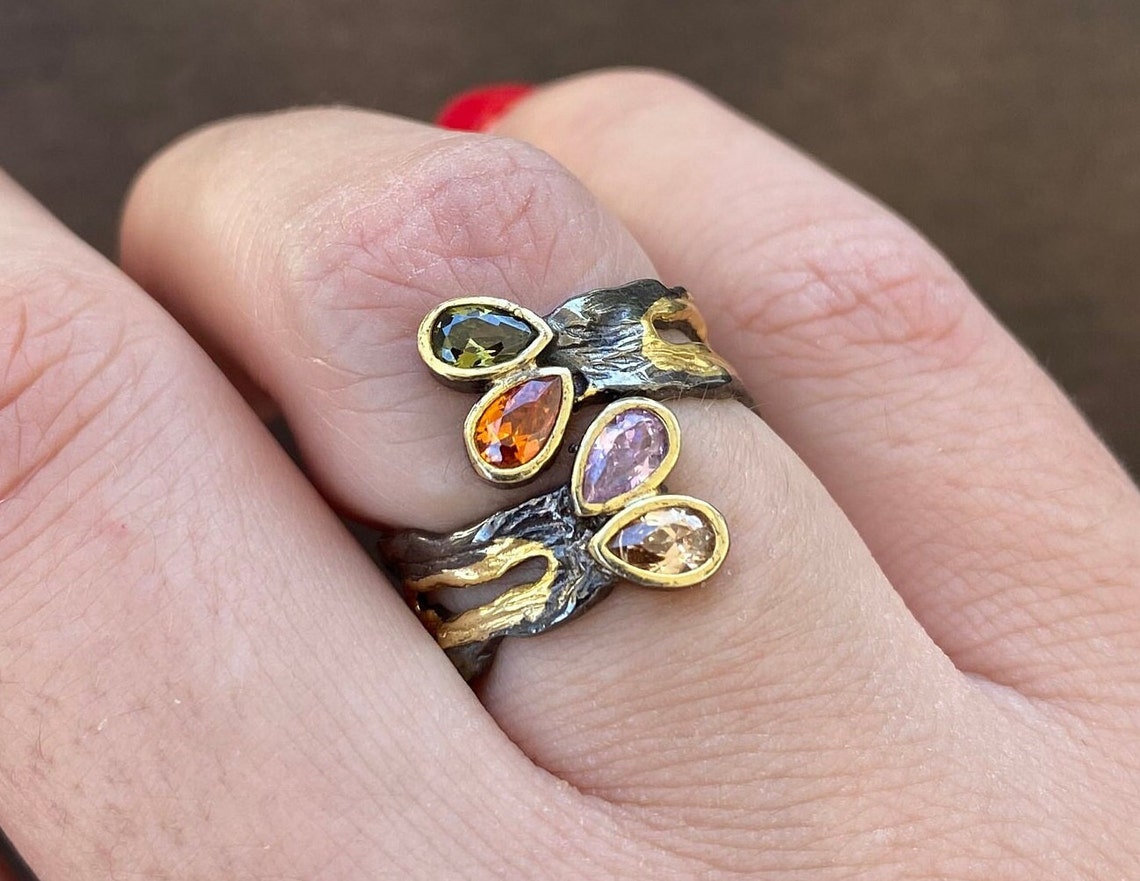 Unique Design Quartz Silver Ring , Silver 925 Handmade Ring , Womens ...