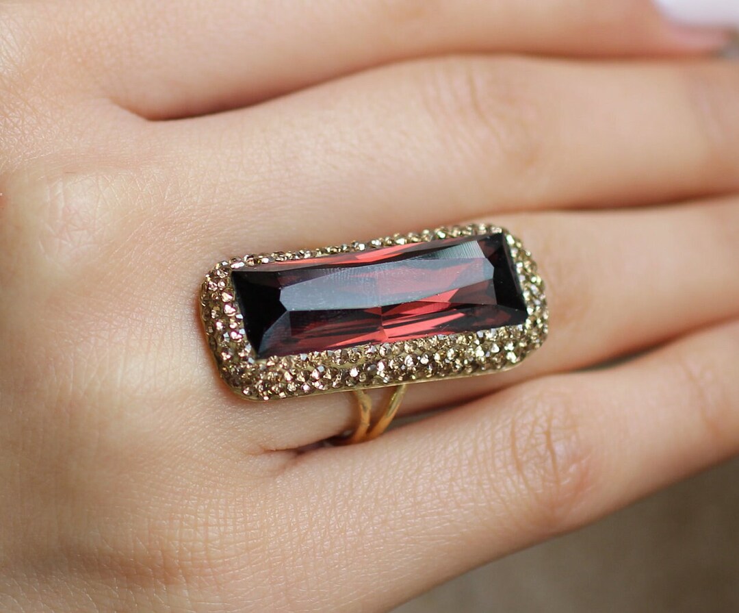 Alexandrite Silver Ring, Rectangular Cut Alexandrite Handmade Ring ...