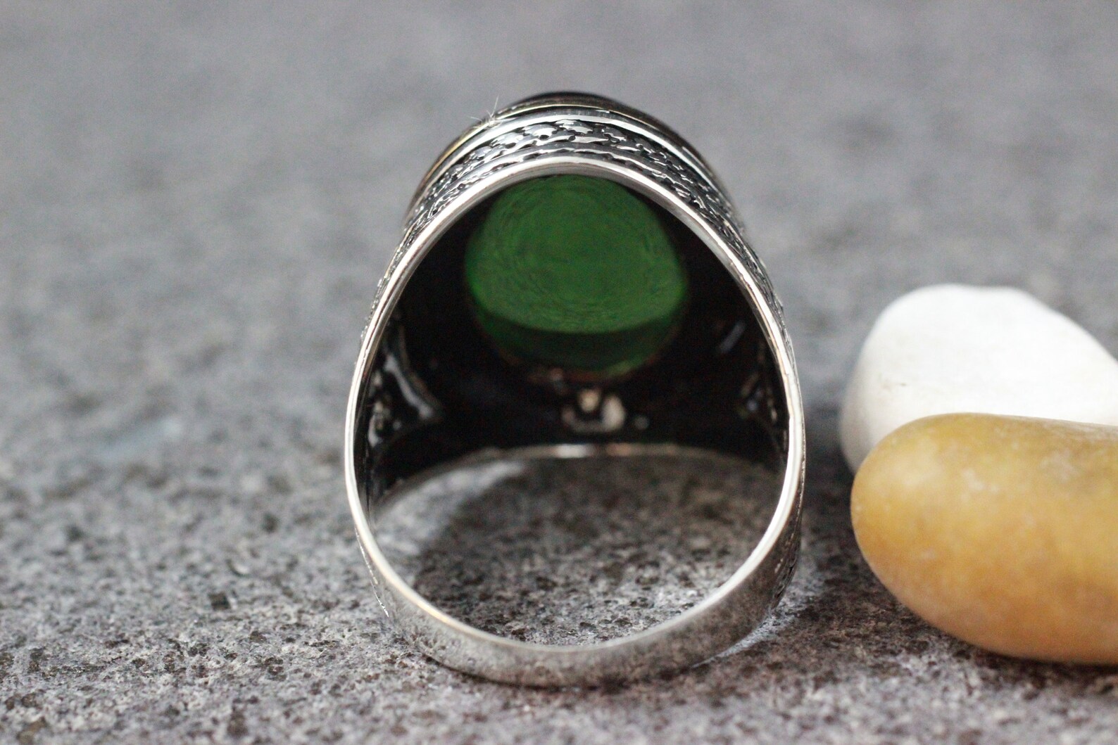 Sterling Silver 925 Emerald Handmade Ring, Ottoman Style Ring, Silver ...