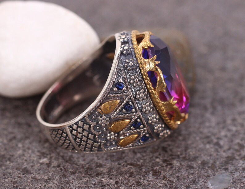 Mens Sterling Silver 925 Tourmaline Ring Silver 925 Mens - Etsy