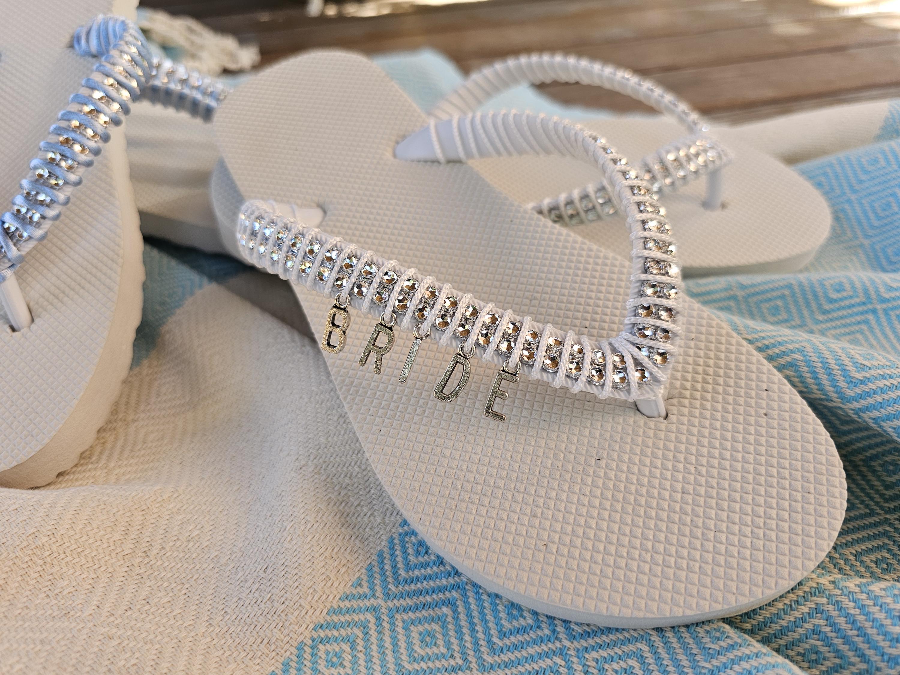 Personalized Bride Tribe Flip Flops, Custom Beach Slippers ...