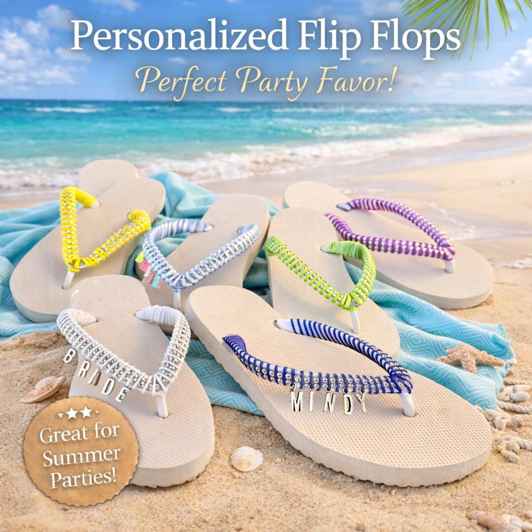Personalized Bride Tribe Flip Flops, Custom Beach Slippers ...