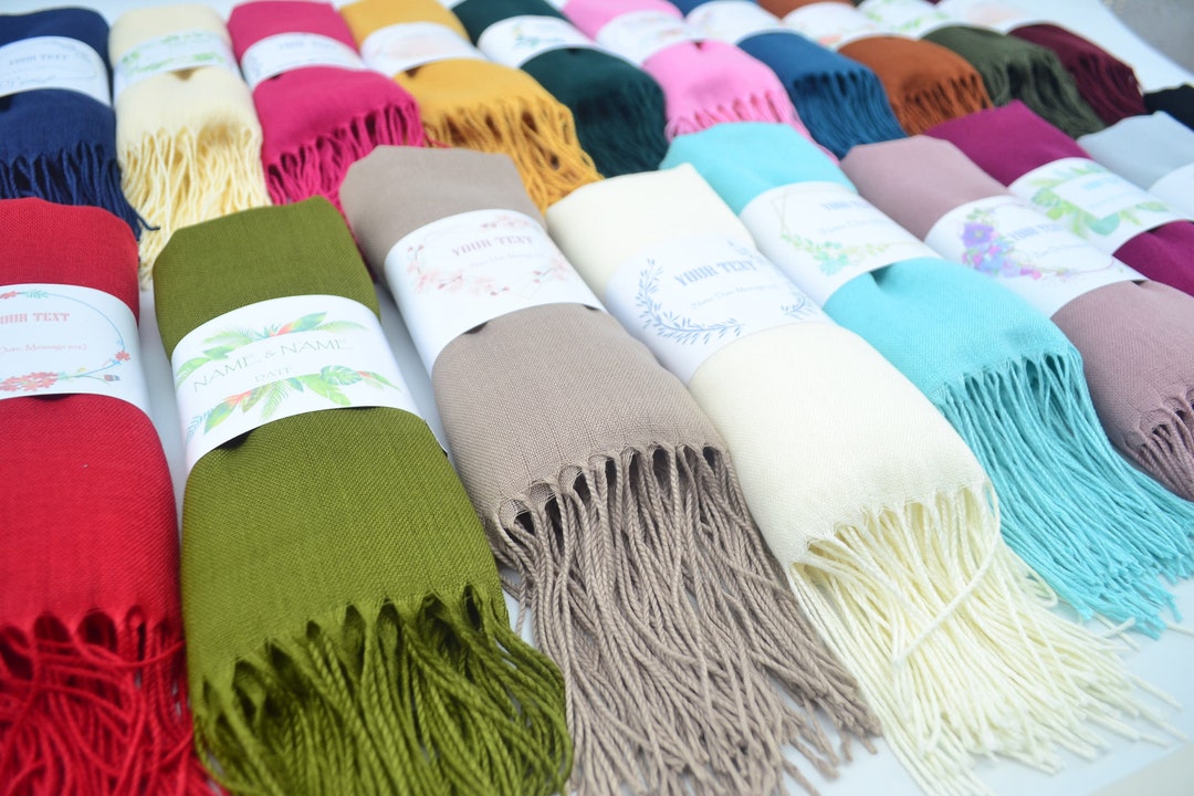 Personalized Pashmina Shawl, Bridesmaid Wedding Favor, Viscose Cotton ...