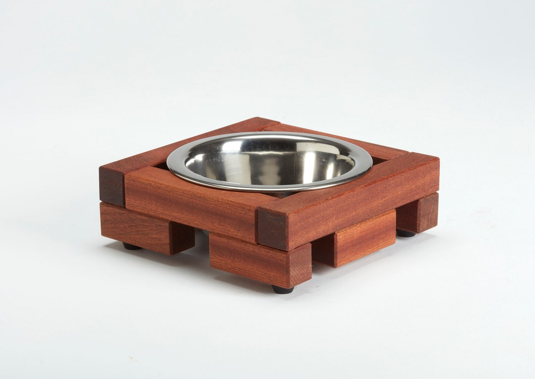 Wood Cat Bowl Stand - Modern Wood Pet Bowl Stand - Small Dog Wooden ...